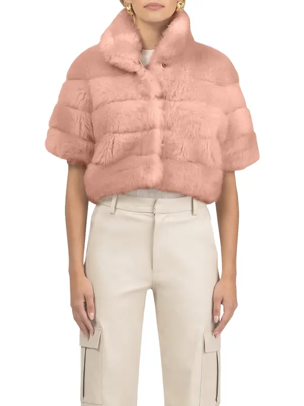 Gorski Reversible Cropped Shearling Bolero - Blush