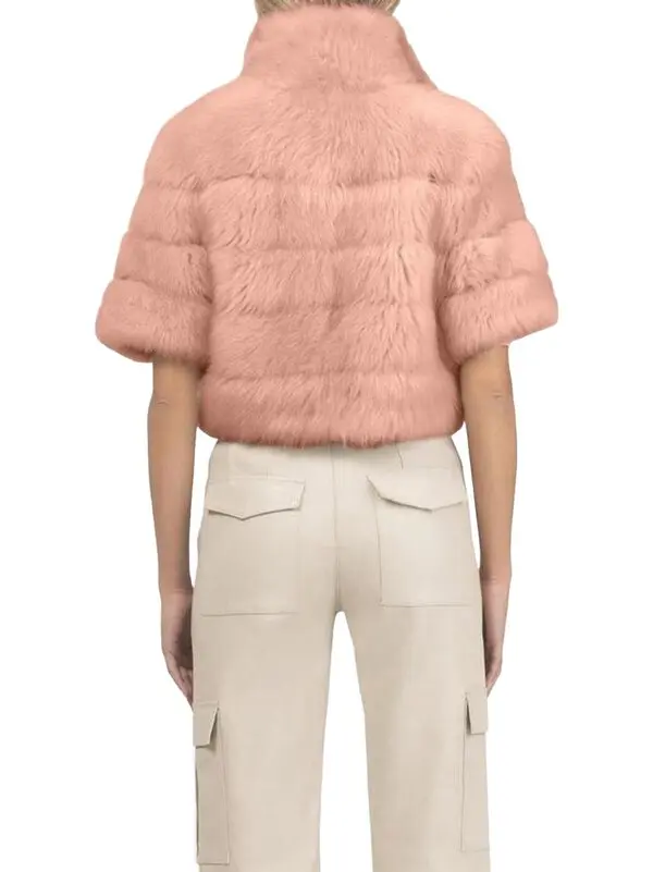 Gorski Reversible Cropped Shearling Bolero - Blush