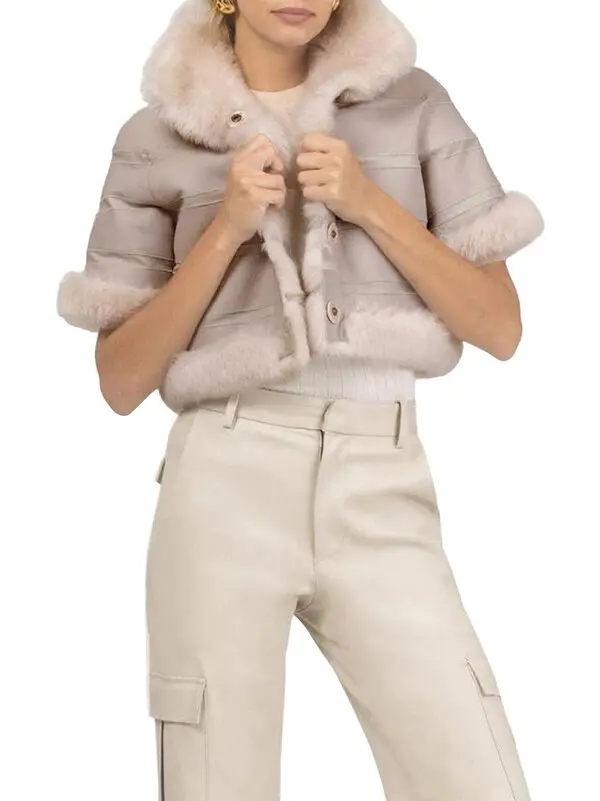 Gorski Reversible Cropped Shearling Bolero - Cream