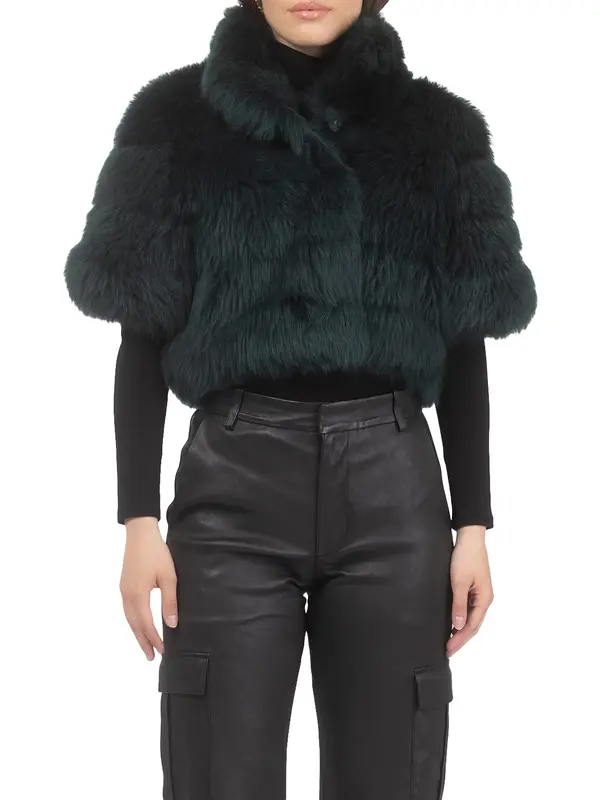 Gorski Reversible Cropped Shearling Bolero - Emerald