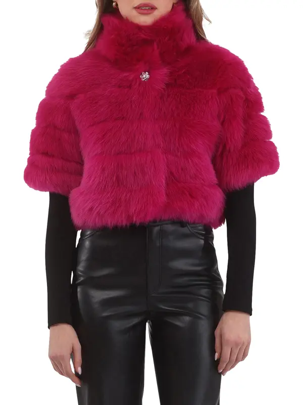 Gorski Reversible Cropped Shearling Bolero - Magenta