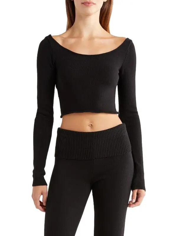 FLORENCE BY MILLS Cross Back Crop Sweater - Black