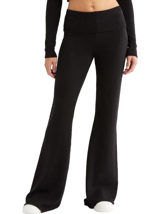 FLORENCE BY MILLS Barre Foldover Wide Leg Pants - Black