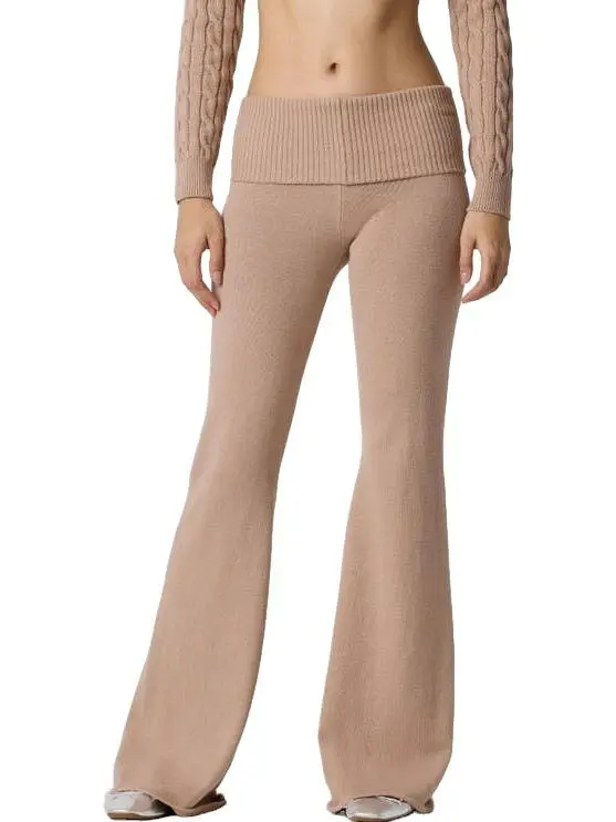 FLORENCE BY MILLS Barre Foldover Wide Leg Pants - Warm Taupe