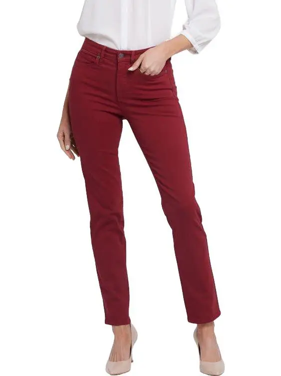 NYDJ Sheri High Waist Slim Straight Jeans - Wild Currant