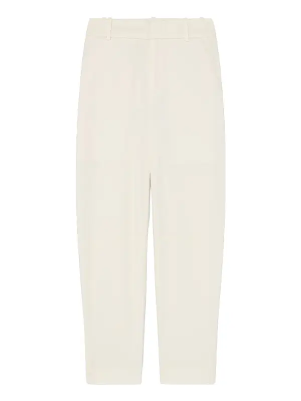 Another Tomorrow Curved Cotton Chino Pants - Off-white