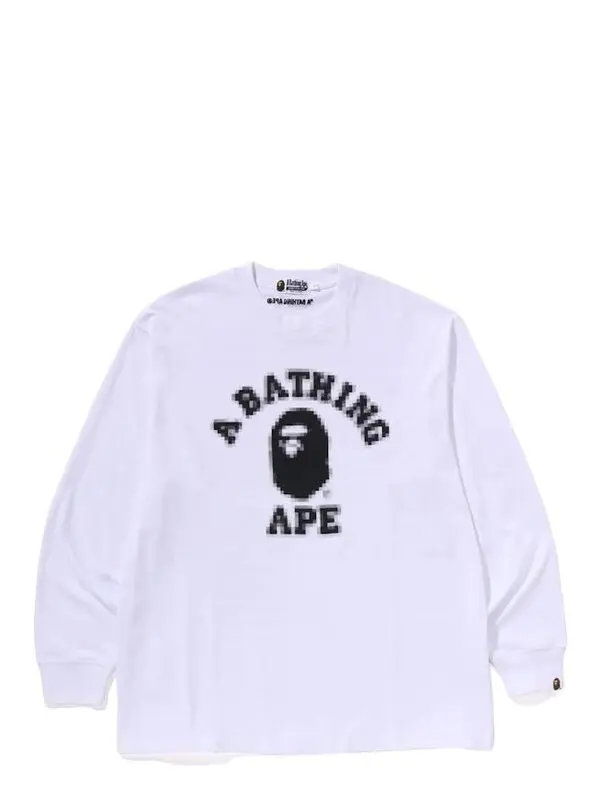 A BATHING APE College Relaxed Fit Long Sleeve Tee Shirt - White