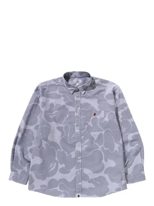A BATHING APE Stripe Camo Relaxed Fit Shirt - Gray