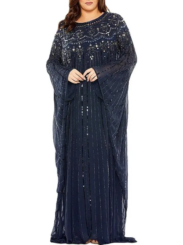 Mac Duggal Embellished Long Sleeve Gown - Midnight