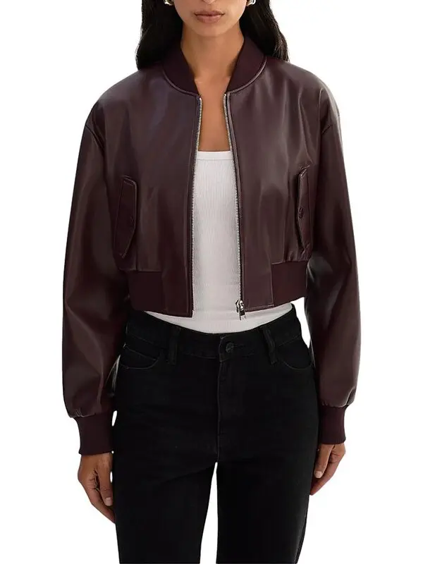 LAMARQUE Evelin Faux Leather Bomber Jacket - Vamp