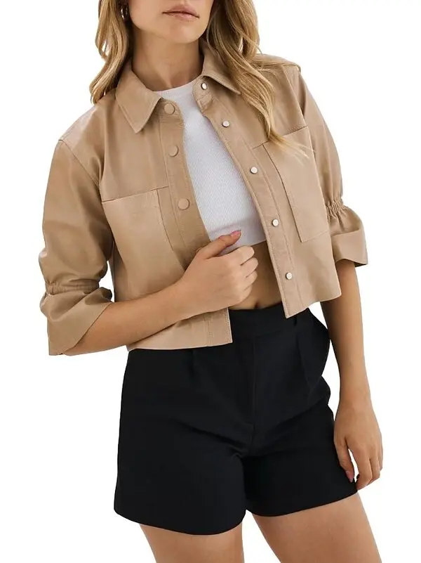 LAMARQUE Carolina Leather Jacket - Beige