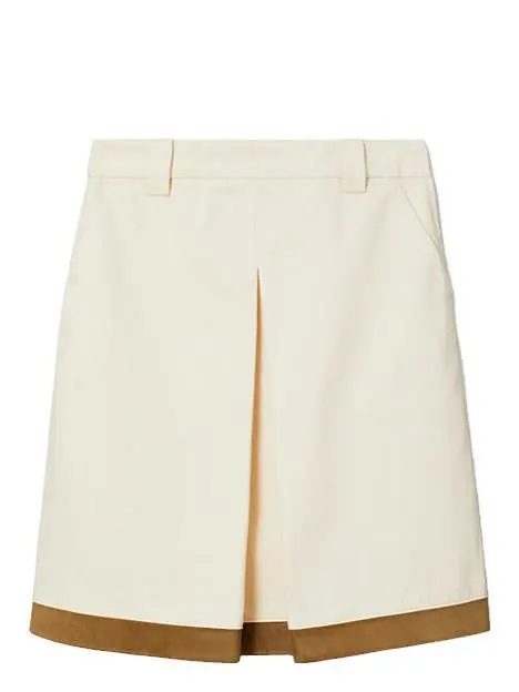 Tory Burch Flocked Denim Skirt - Beige