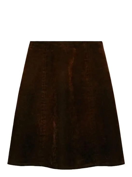 Tory Burch Flocked Denim Skirt - Dark Brown