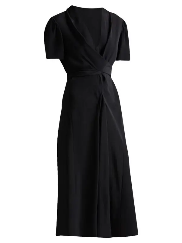 Prada V-neck Midi Dress - Black