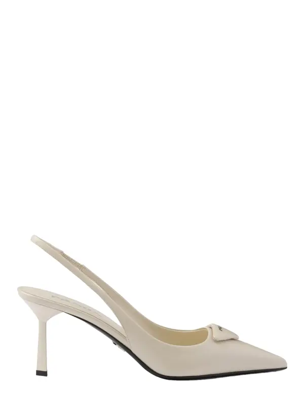 Prada 75mm Leather Slingback Pumps - Neutrals