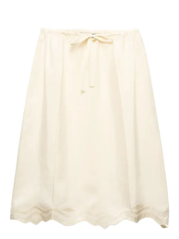 Prada Drawstring-waist Silk Midi Skirt - Yellow