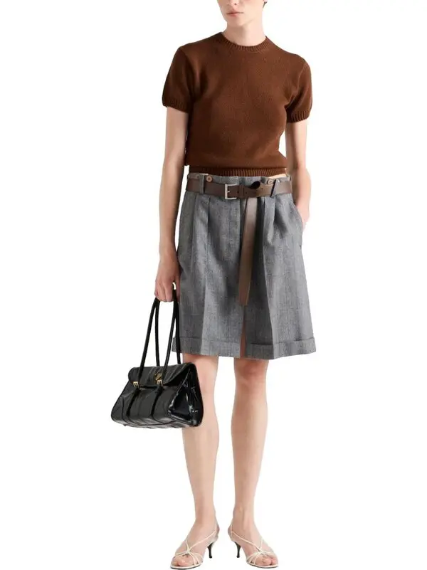 Prada Pinstriped Wool Miniskirt - Grey