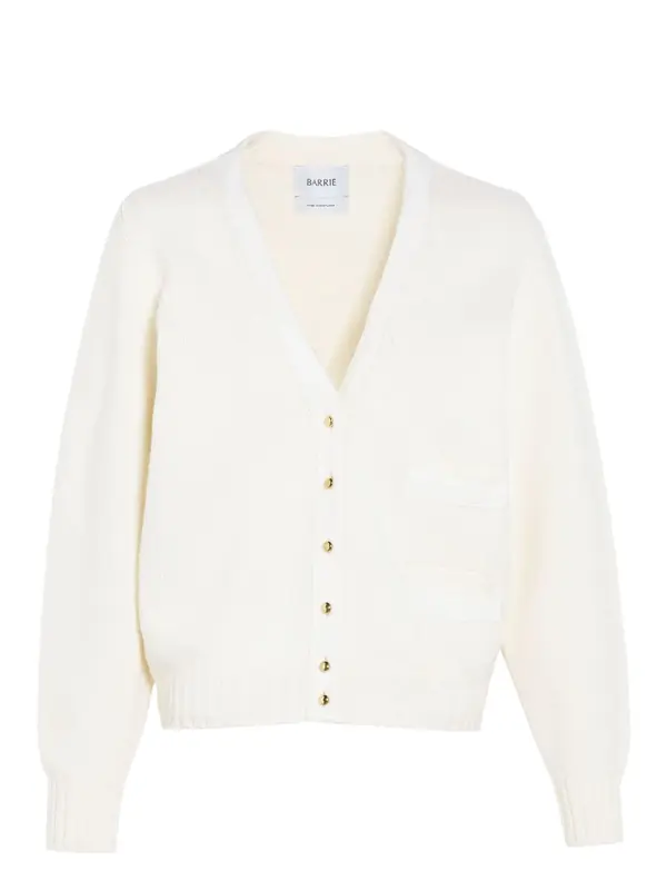 BARRIE Ribbon-detail Cashmere Cardigan - White