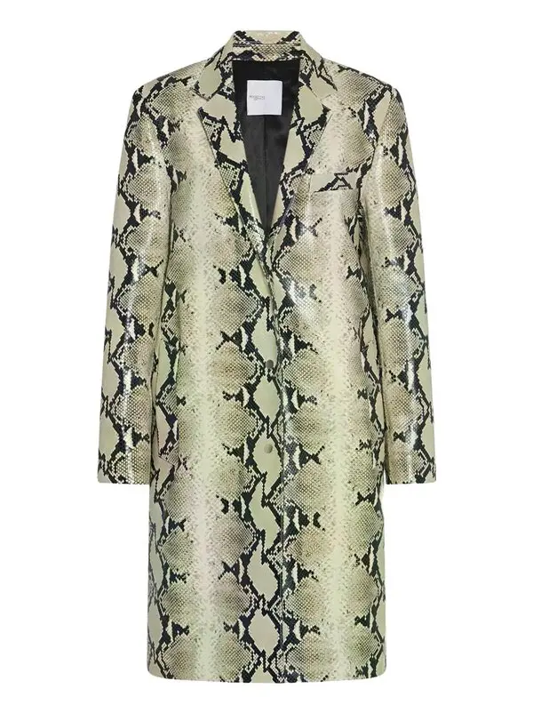 Rosetta Getty Python Print Leather Coat - Neutrals