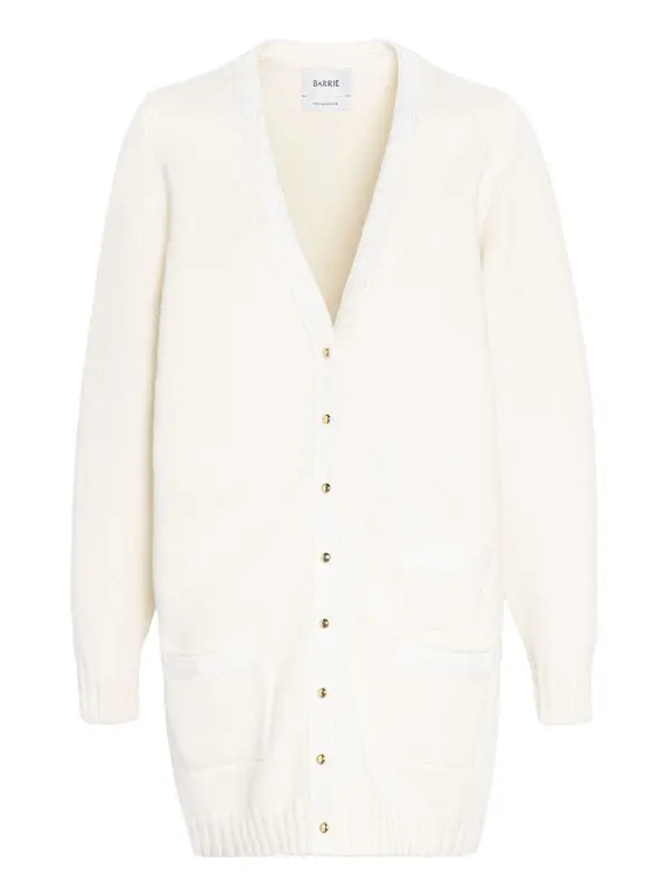BARRIE Ribbon-detail Cashmere Cardigan - White