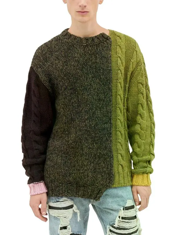 GALLERY DEPT. Colourblock Cable Knit Sweater - Green