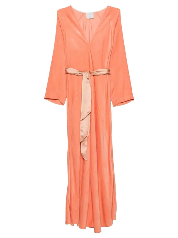 FORTE_FORTE Sash Velvet Maxi Dress - Orange
