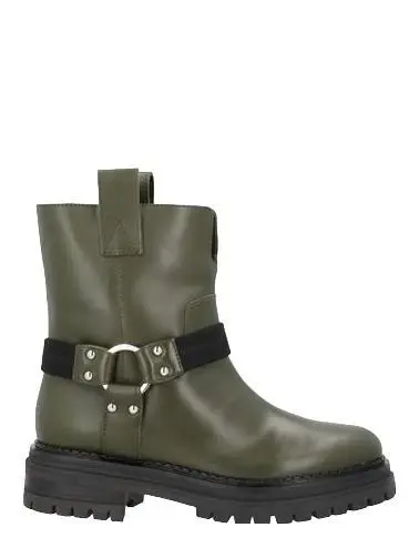 SERGIO ROSSI Military Calfskin Ankle Boots - Green