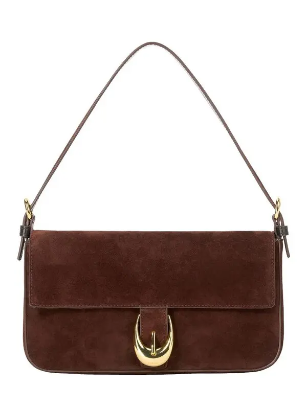 Staud Harlow Suede Shoulder Bag - Mahogany
