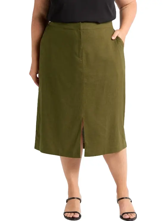 Universal Standard Wooster Linen Blend Pencil Skirt - Fern