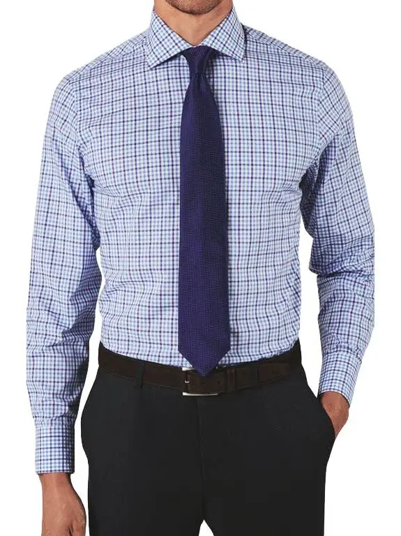 Robert Talbott Reynolds Bold Check Dress Shirt - Blue/purple Plaid