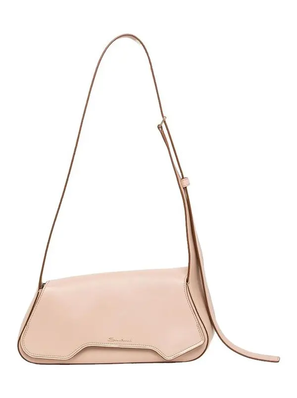 Santoni Soft Pluto Leather Shoulder Bag - Beige