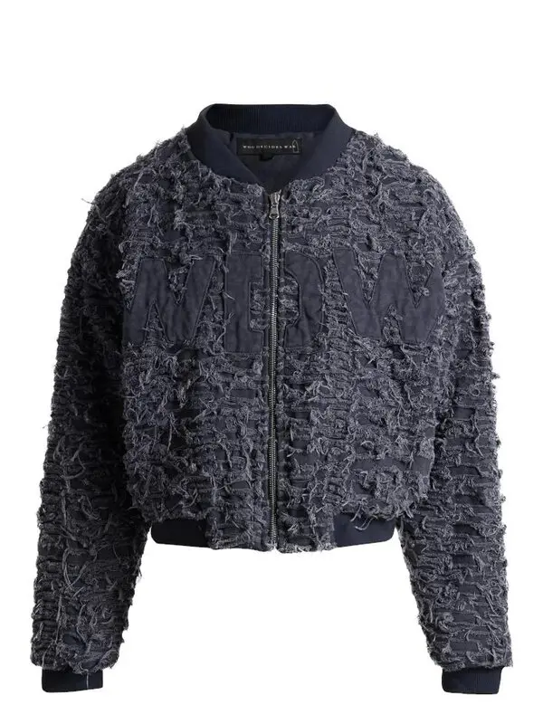 WHO DECIDES WAR Husk Distressed Cotton Bomber Jacket - Indigo