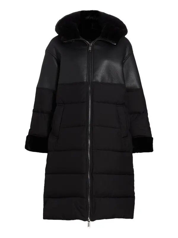 MERCER COLLECTIVE Kate Mixed-media Puffer Coat - Black
