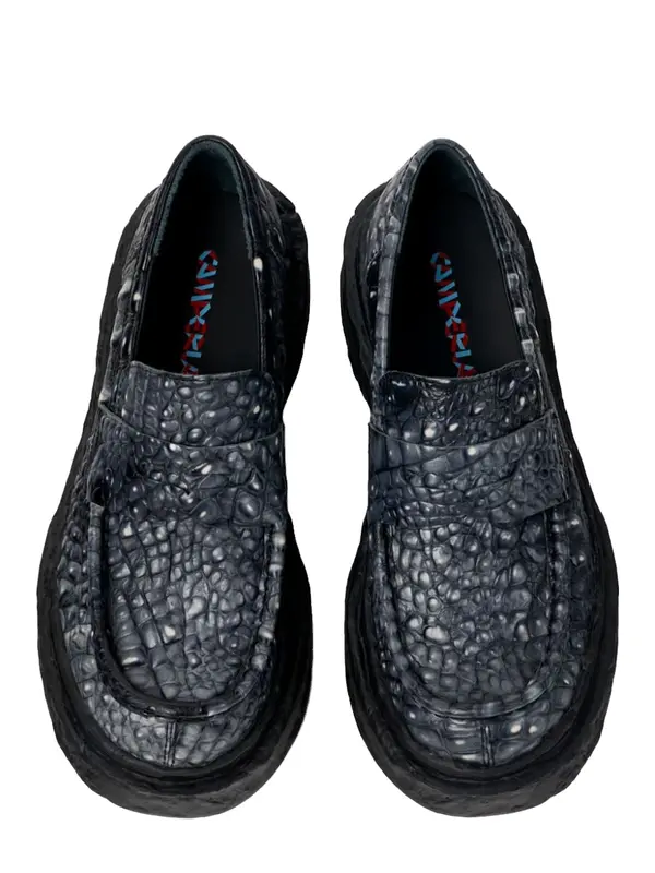 Camper Vamonos Croc-effect Leather Loafers - Grey