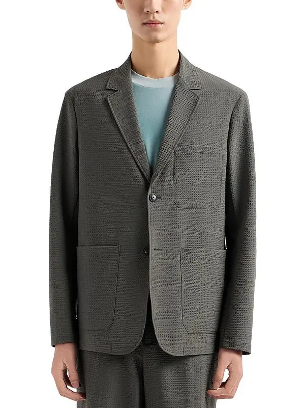 Emporio Armani Technical Seersucker Blazer - Dark Green