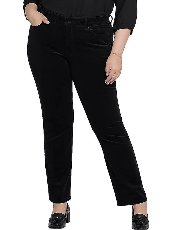 NYDJ Marilyn Straight Leg Corduroy Pants - Black