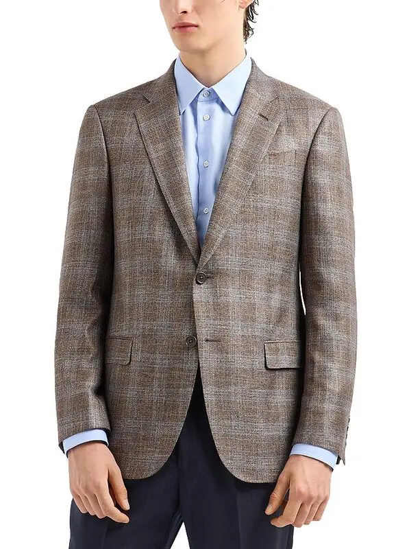 Emporio Armani Plaid Single Breasted Blazer - Beige Yellow