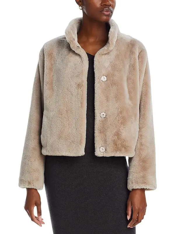 Velvet By Graham & Spencer Faux Fur Snap Front Jacket - Ash Gray