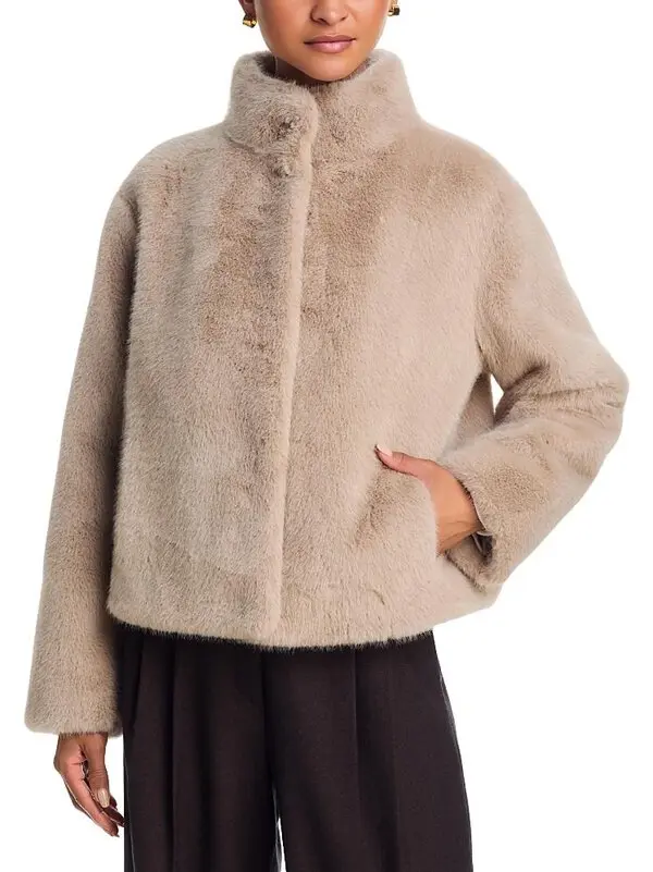 Velvet By Graham & Spencer Faux Fur Snap Front Jacket - Beige