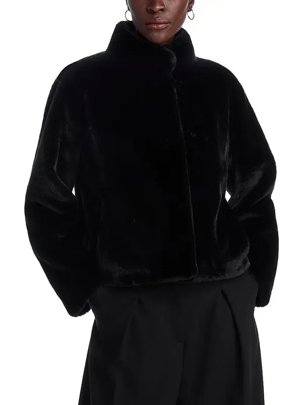 Velvet By Graham & Spencer Faux Fur Snap Front Jacket - Black