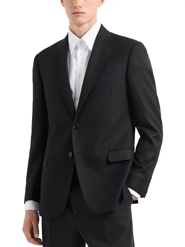Emporio Armani G Line Regular Fit Single Breasted Notch Lapel Jacket - Solid Black
