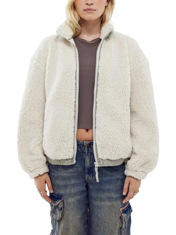 BDG URBAN OUTFITTERS Boxy Fleece Jacket - Ecru