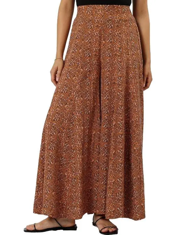 PETAL & PUP Selby High-waist Wide-leg Pants - Leopard Print