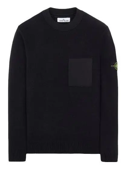 Stone Island 523d2 Soft Cotton Mix Fabric Knit Sweater - Black