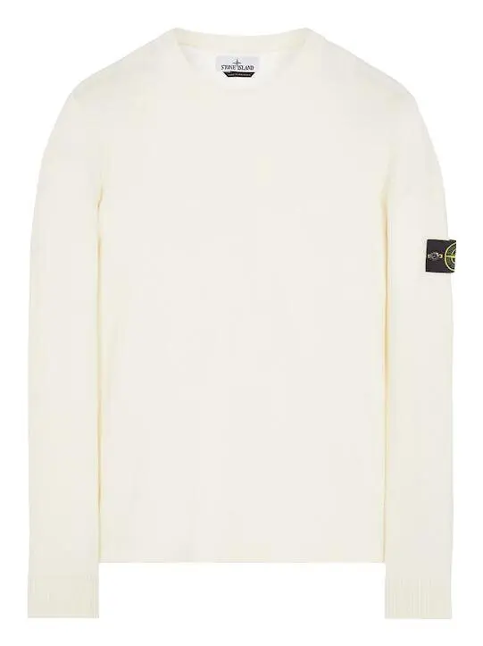 Stone Island Logo Appliqued Wool Sweater - Natural White