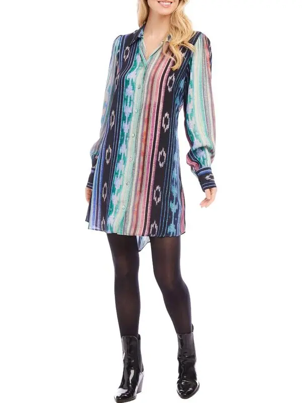 Karen Kane Printed Long Sleeve Shirtdress - Print