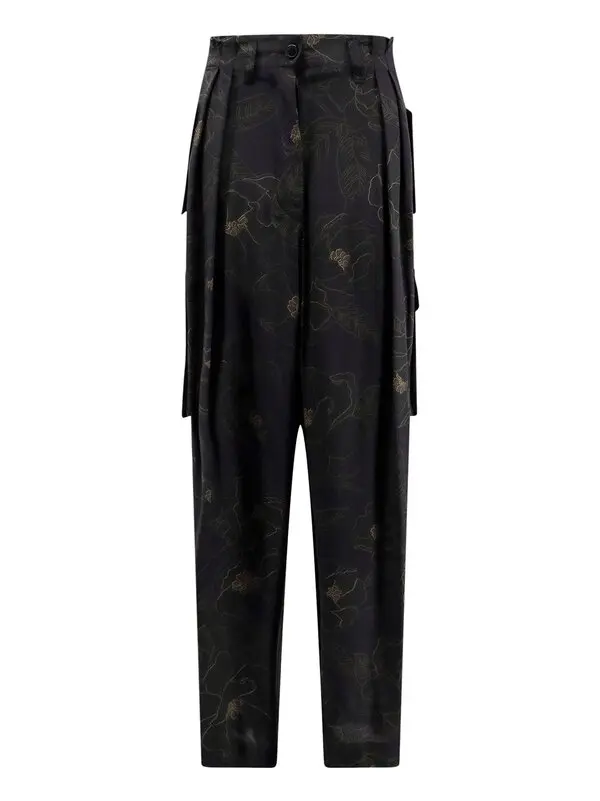 Dries Van Noten Silk Cargo Trouser - Black