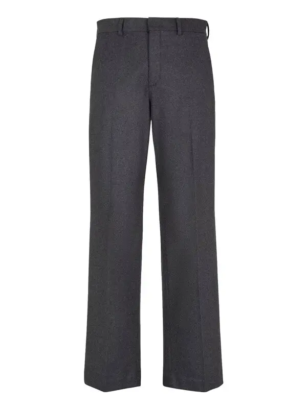 Fendi Stretch Cashmere Trousers With Logo - Grey