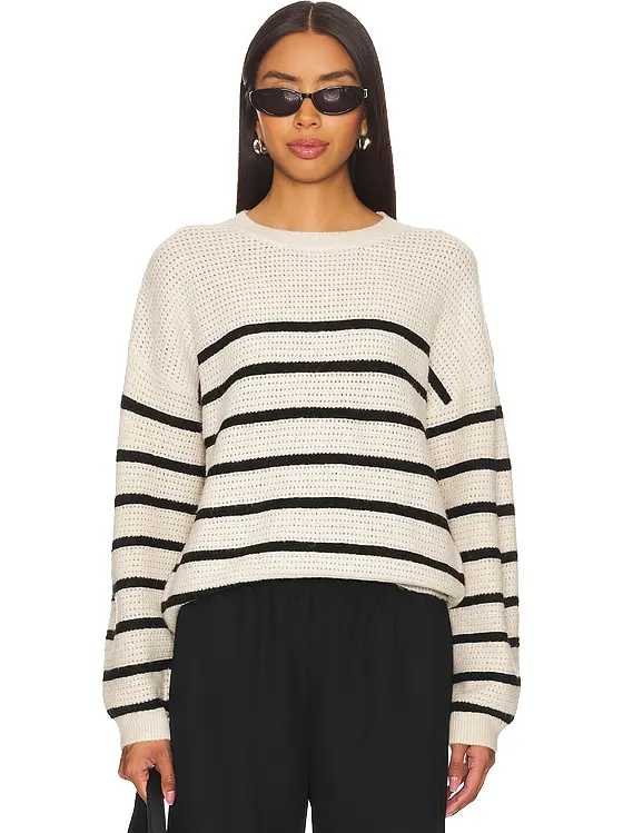 Sanctuary Warmer Days Crew Sweater - Toasted Almond Stripe