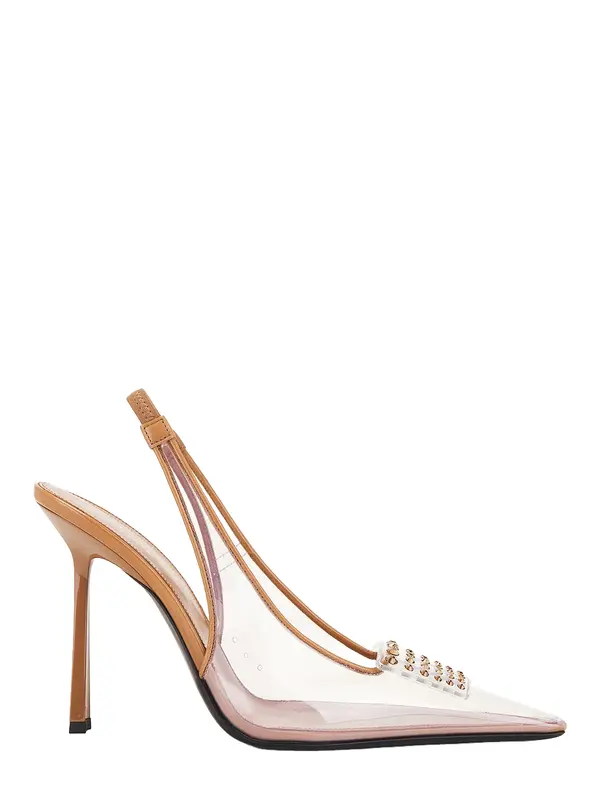 Saint Laurent Stone Slingback Pumps - Transparent & Dark Macadamia